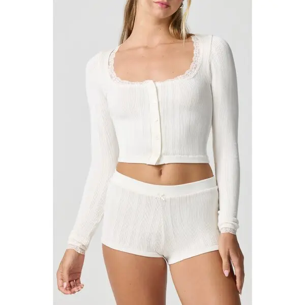 FLORENCE BY MILLS Rib Crop Cardigan - Jet Stream