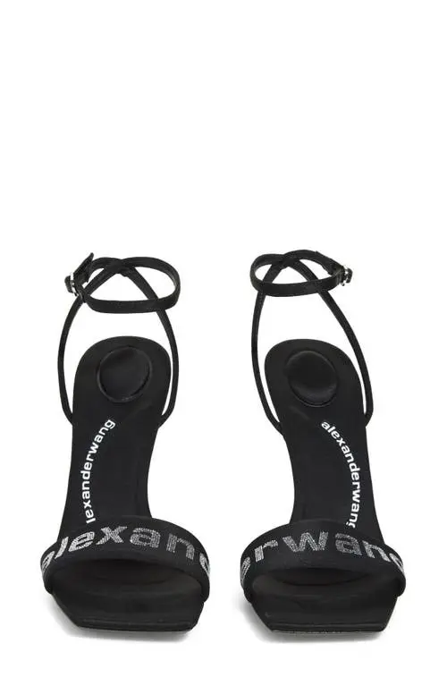 Alexander Wang Julie Billboard Crystal Logo Ankle Strap Sandal - Black