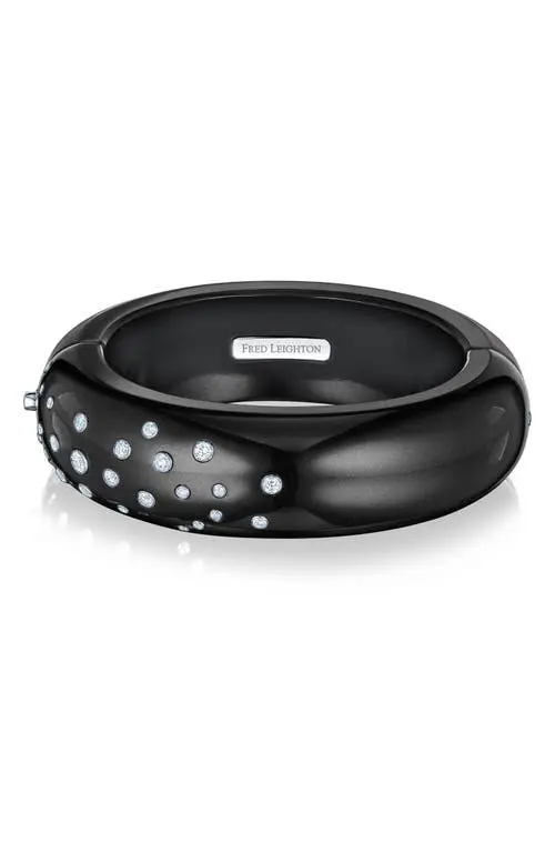Fred Leighton Diamond Black Jade Wide Constellation Cuff Bracelet - White Gold