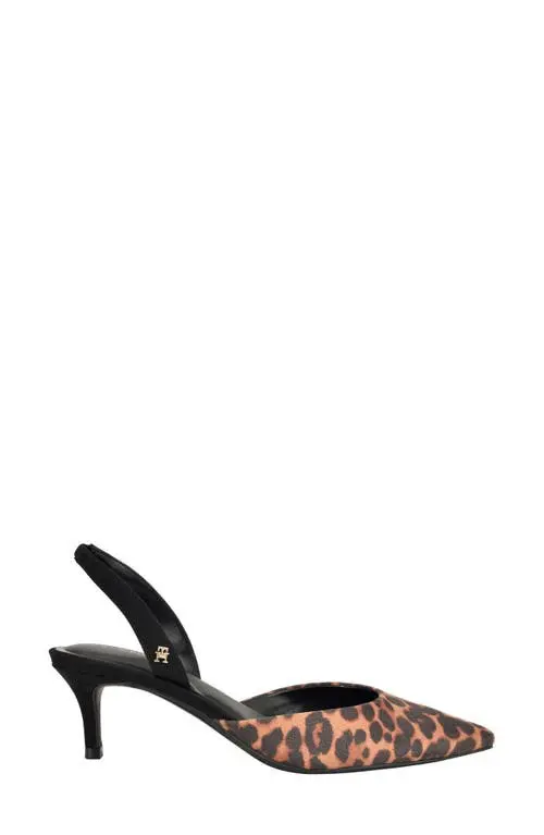 Tommy Hilfiger Pointed Toe Slingback Kitten Heel Pumps - Tan