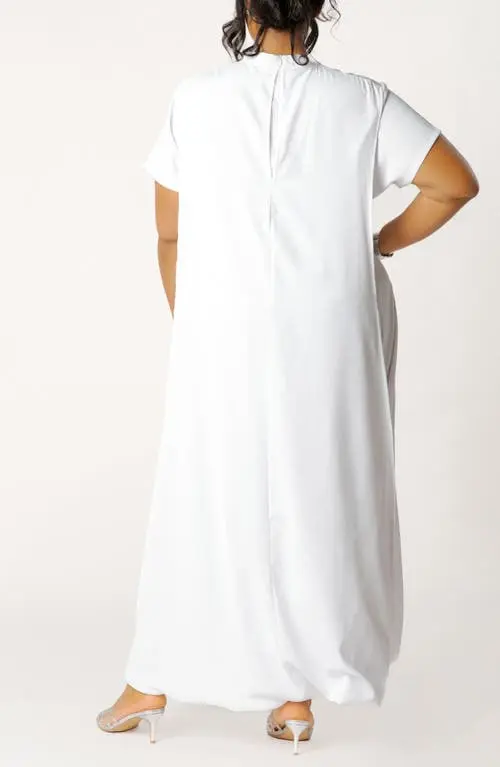 BUXOM COUTURE High Neck Draped Maxi Dress - White