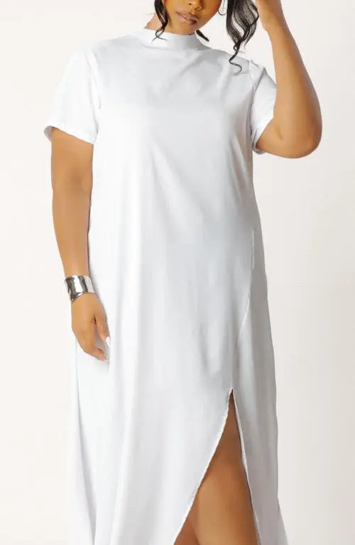 BUXOM COUTURE High Neck Draped Maxi Dress - White
