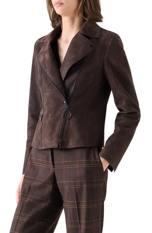Akris Genuine Suede Moto Jacket