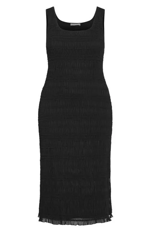 City Chic Emelia Smocked Midi Dress - Black