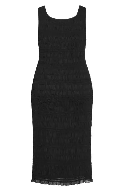 City Chic Emelia Smocked Midi Dress - Black