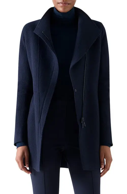 Akris Asymmetric Wool Jacket - Navy