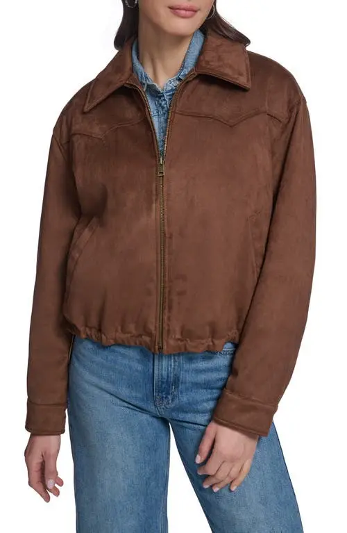 LEVI'S Western Yoke Faux Suede Bomber Jacket - Maple