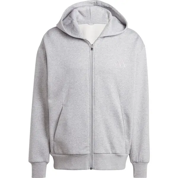 Adidas Szn Fleece Full Zip Hoodie - Medium Grey Heather