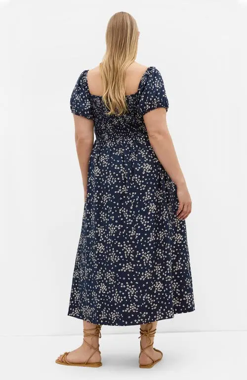 City Chic Abbigail Floral Print Puff Sleeve Midi Dress - Charming Ditsy