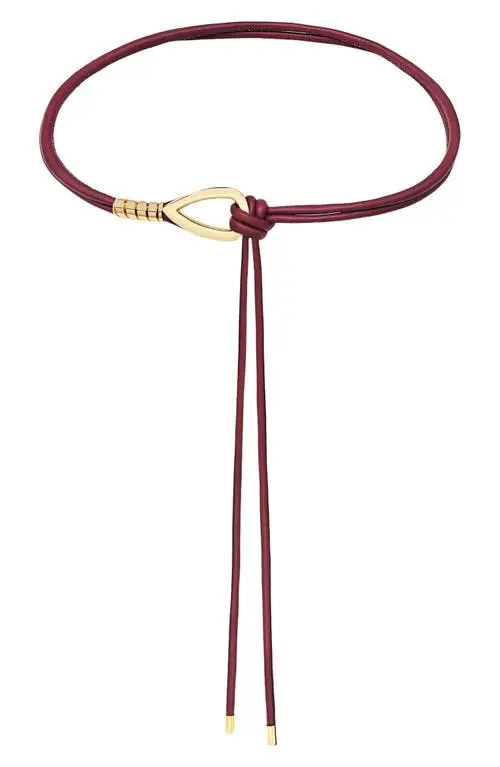 PETIT MOMENTS Faux Leather Tie Belt With Chrome Buckle - Gold/red