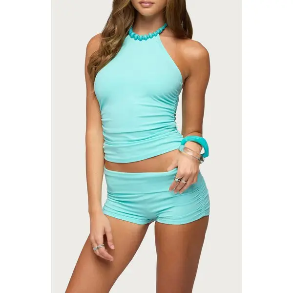 EDIKTED Sophea Bead Halter Top - Turquoise