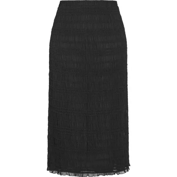 City Chic Emelia Smocked Midi Skirt - Black