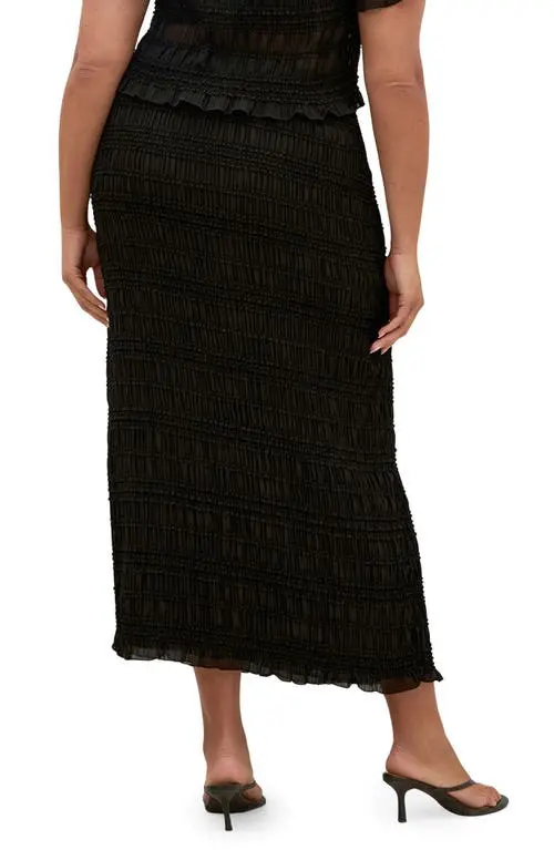 City Chic Emelia Smocked Midi Skirt - Black
