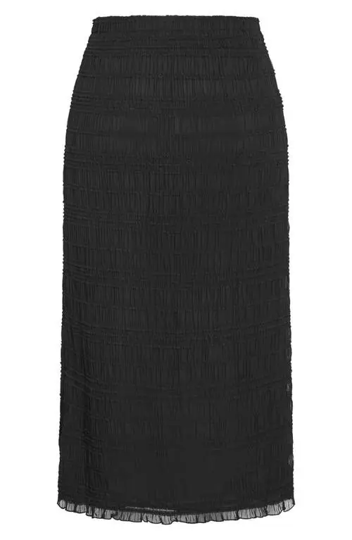 City Chic Emelia Smocked Midi Skirt - Black
