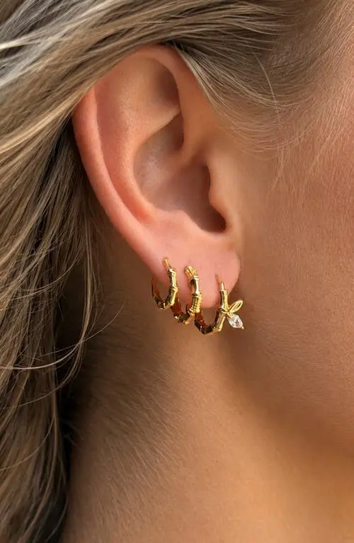 LA MENO Set Of 3 Frosted Vine Hoop Earrings