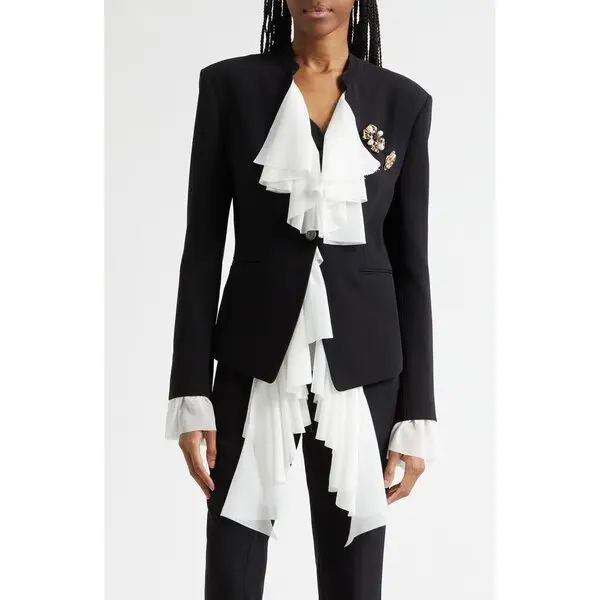 Cinq À Sept Maren Ruffled Blazer - Black