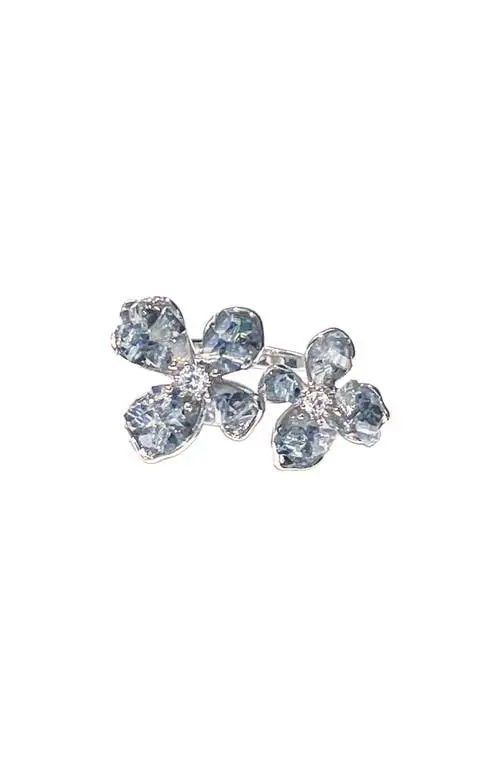 LA MENO Drusy Quartz Flower Ring - Silver