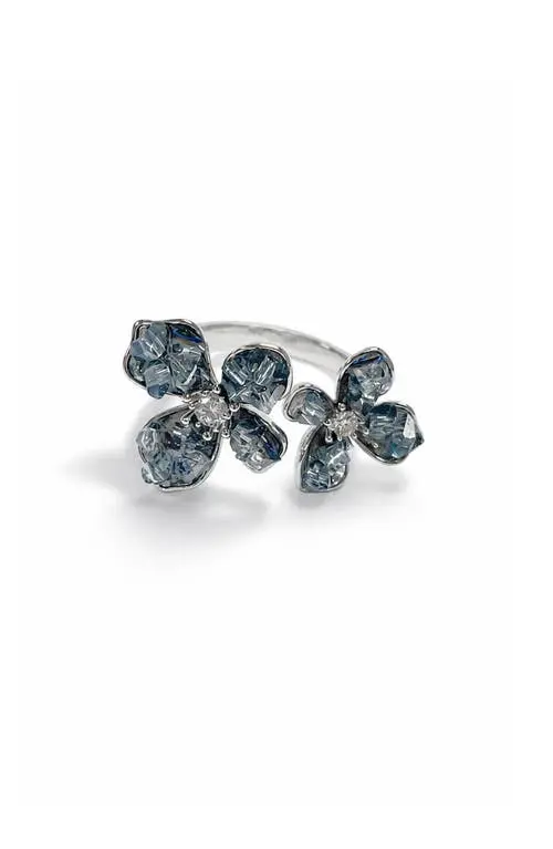 LA MENO Drusy Quartz Flower Ring - Silver