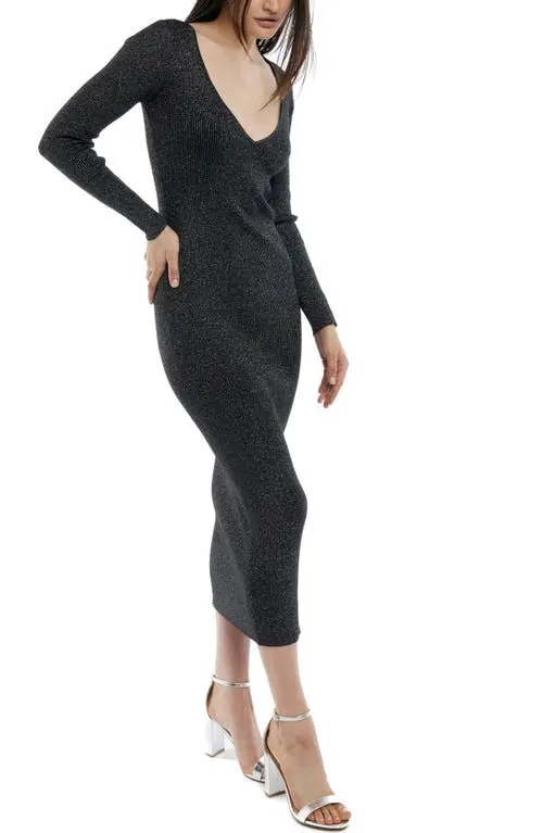 LBLC THE LABEL Felicity Deep V Rib Maxi Dress