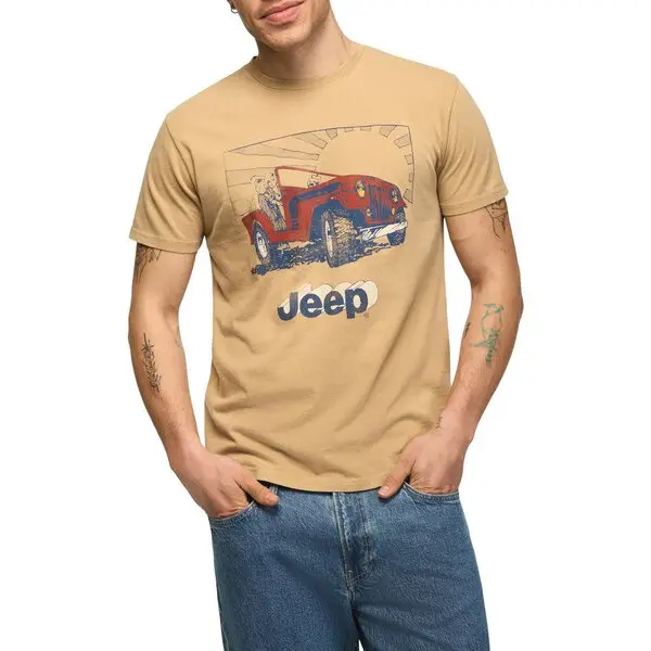 Lucky Brand Jeep Drawing Cotton Graphic T-shirt - Incense