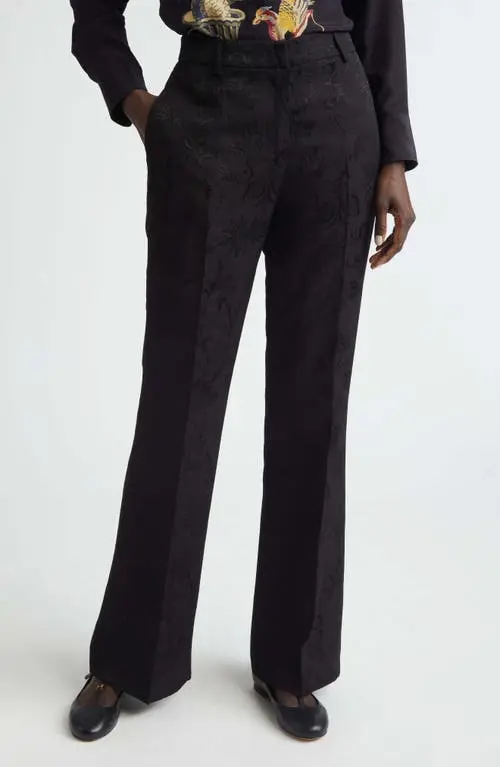 Etro Floral Jacquard Bootcut Trousers - Black