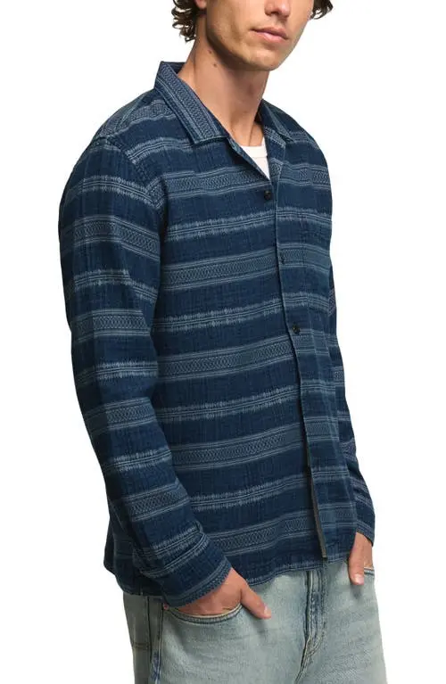 Lucky Brand Stripe Long Sleeve Camp Shirt