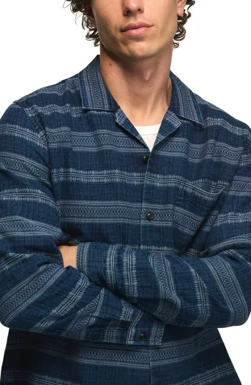 Lucky Brand Stripe Long Sleeve Camp Shirt
