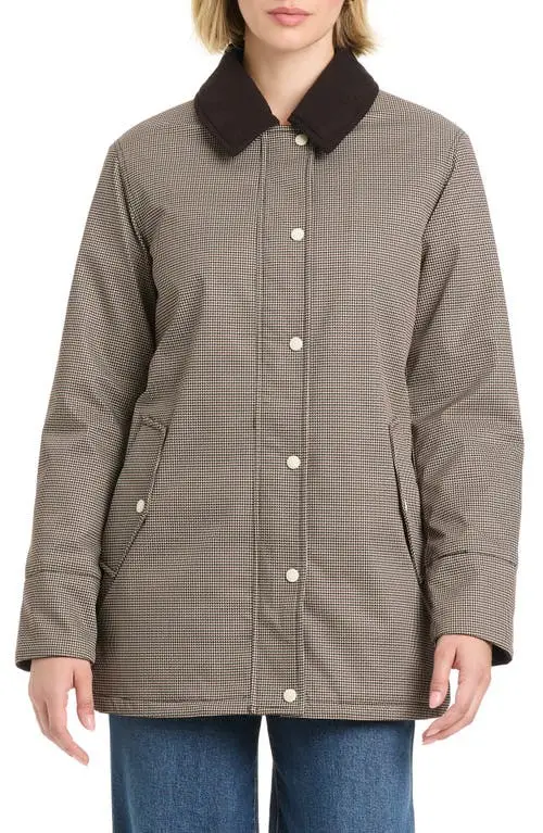 Vince Camuto Water Resistant Barn Jacket - Brown Mini Houndstooth