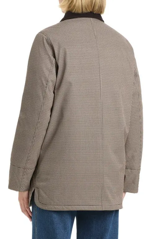 Vince Camuto Water Resistant Barn Jacket - Brown Mini Houndstooth