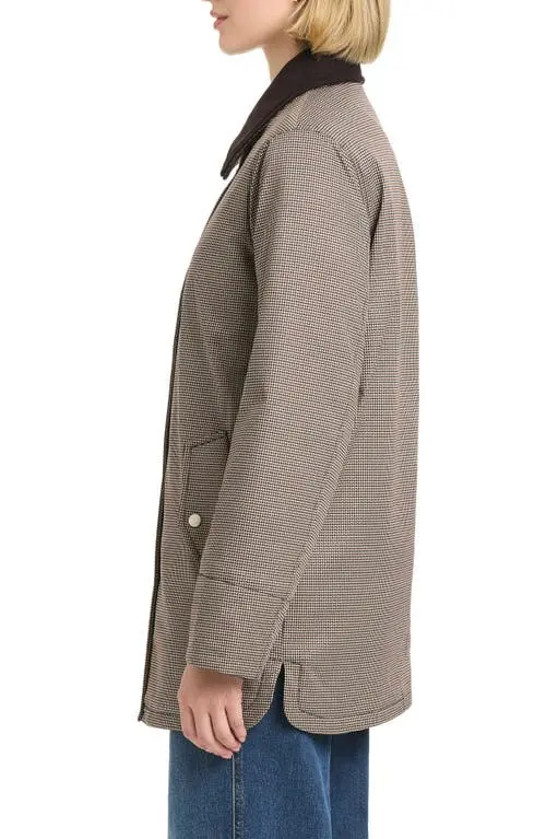 Vince Camuto Water Resistant Barn Jacket - Brown Mini Houndstooth