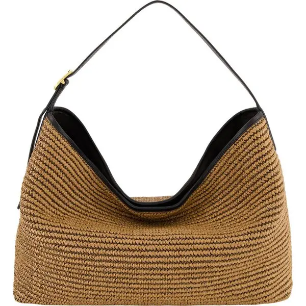 Vince Medium Vivian Raffia Hobo Bag - Latte
