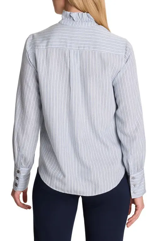 NIC+ZOE Ruffle Neck Stripe Shirt