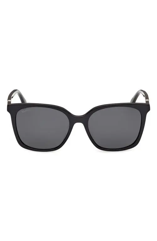 Max Mara 55mm Round Sunglasses - Shiny Black/smoke
