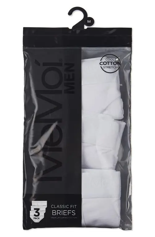 MEMOI Assorted 3-pack Cool Stretch Cotton Briefs - White