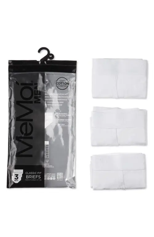 MEMOI Assorted 3-pack Cool Stretch Cotton Briefs - White
