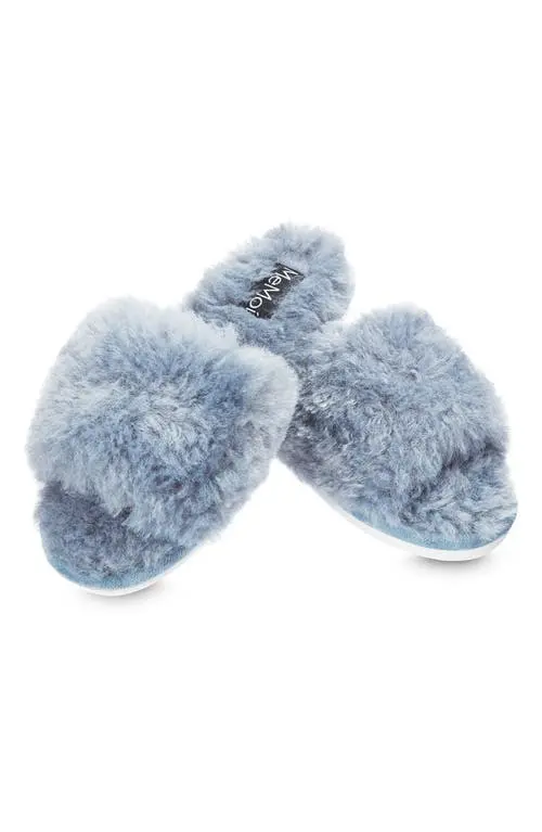 MEMOI The Jacqueline Plush Faux Fur Slide Slipper - Denim