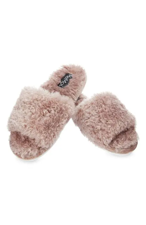 MEMOI The Jacqueline Plush Faux Fur Slide Slipper - Taupe
