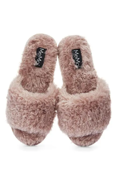 MEMOI The Jacqueline Plush Faux Fur Slide Slipper - Taupe