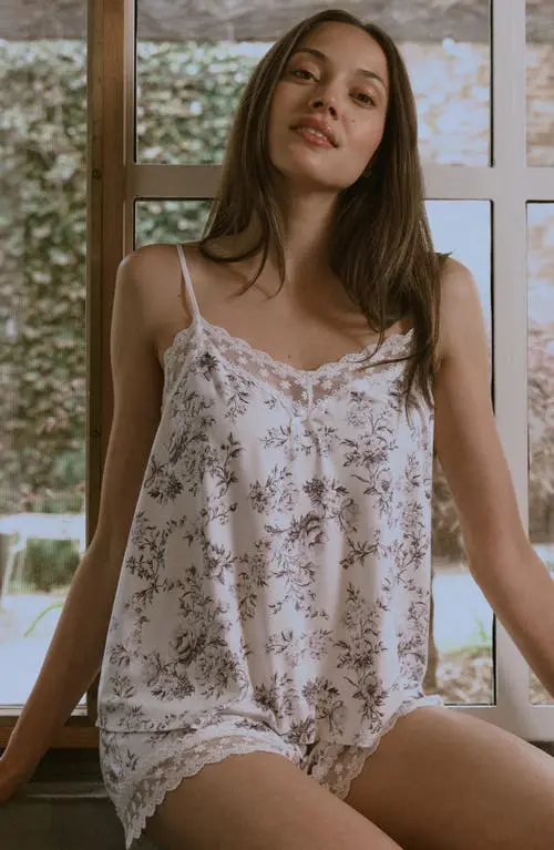Flora Nikrooz Maven Lace Trim Jersey Short Pajamas