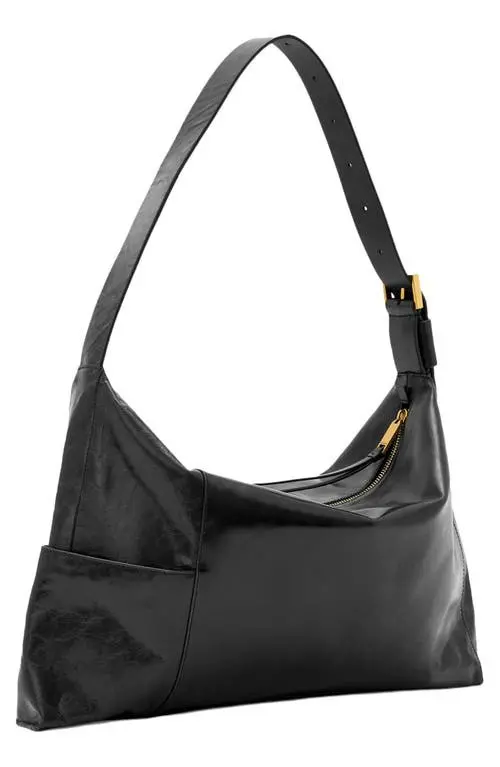 ALLSAINTS Alba Shine Leather Shoulder Bag - Black