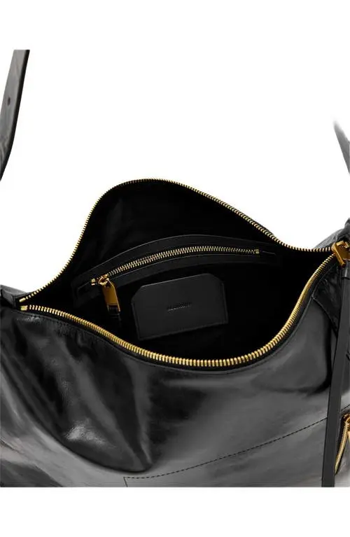 ALLSAINTS Alba Shine Leather Shoulder Bag - Black