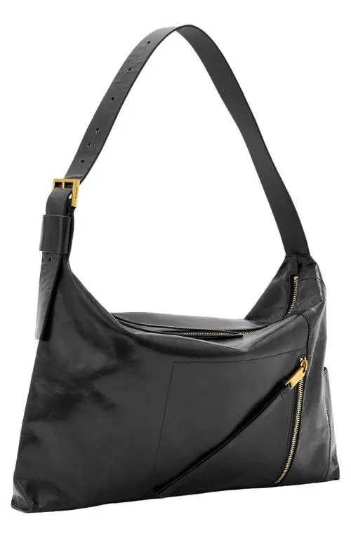 ALLSAINTS Alba Shine Leather Shoulder Bag - Black