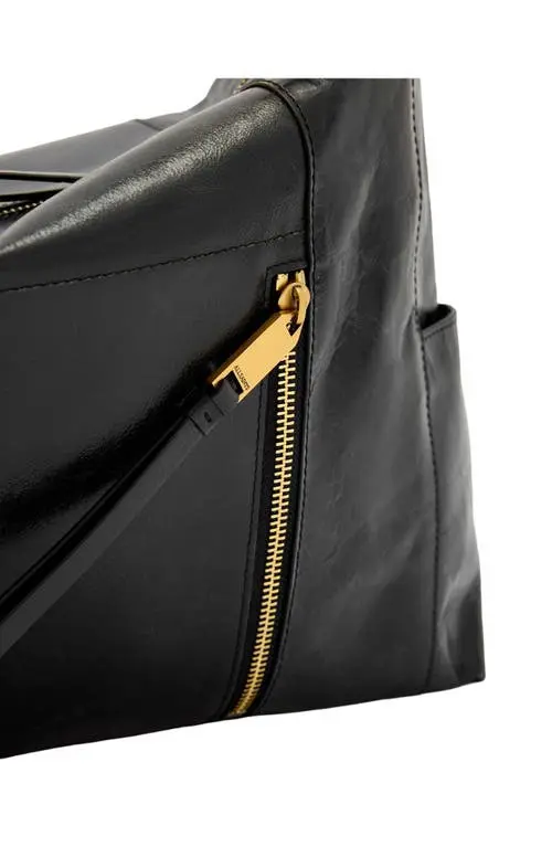 ALLSAINTS Alba Shine Leather Shoulder Bag - Black