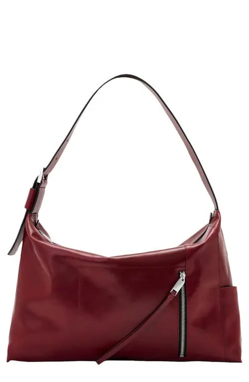 ALLSAINTS Alba Shine Leather Shoulder Bag - Garnet Red