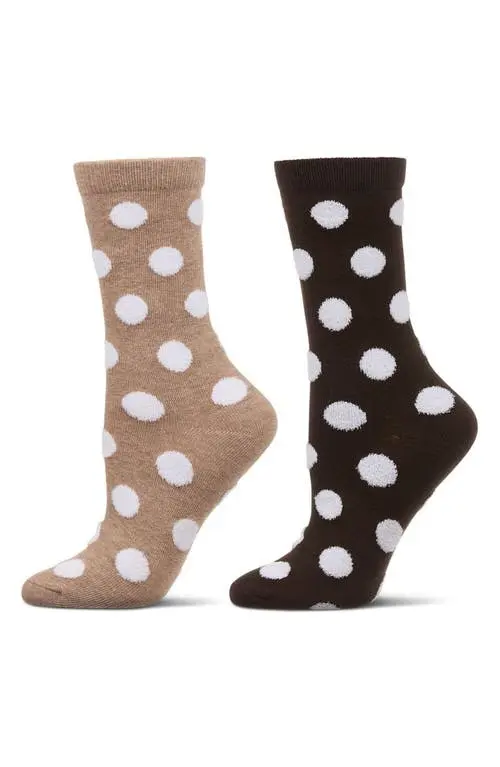MEMOI Pack Of 2 Cotton Blend Polka Dot Crew Socks