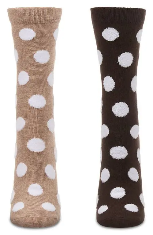 MEMOI Pack Of 2 Cotton Blend Polka Dot Crew Socks