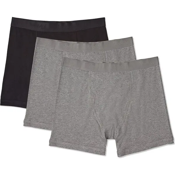 MEMOI Assorted 3-pack Cool Stretch Cotton Boxer Briefs - Black-gray-gray
