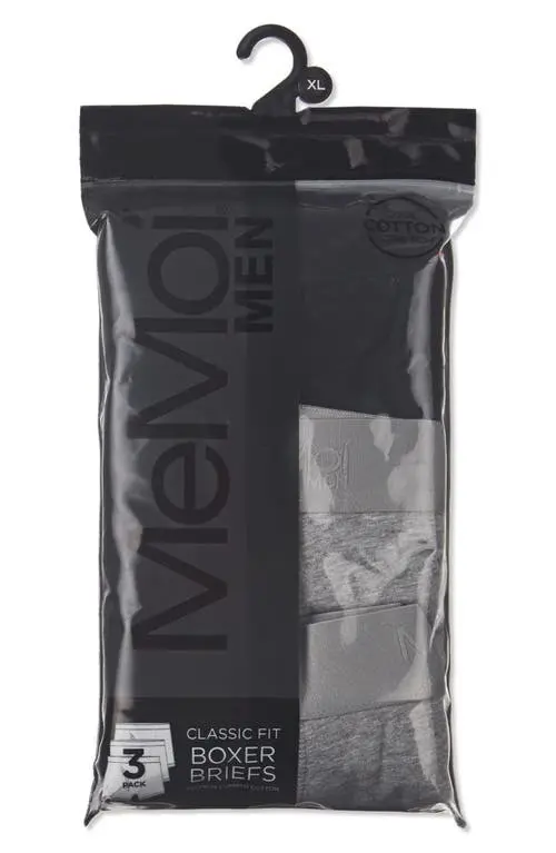 MEMOI Assorted 3-pack Cool Stretch Cotton Boxer Briefs - Black-gray-gray