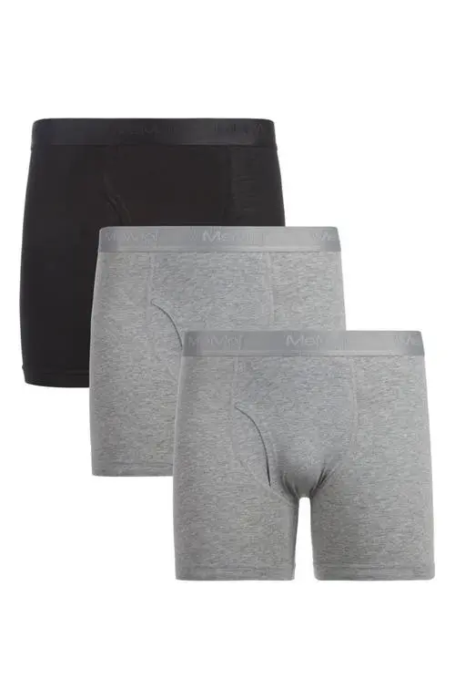 MEMOI Assorted 3-pack Cool Stretch Cotton Boxer Briefs - Black-gray-gray