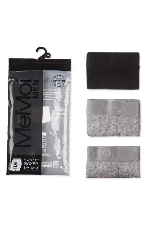 MEMOI Assorted 3-pack Cool Stretch Cotton Boxer Briefs - Black-gray-gray